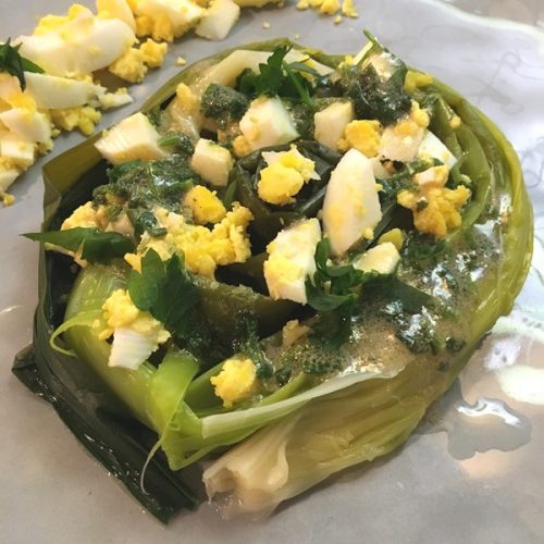 Poireaux vinaigrette (Porree mit Vinaigrette-Sauce) - Typisch Französisch!